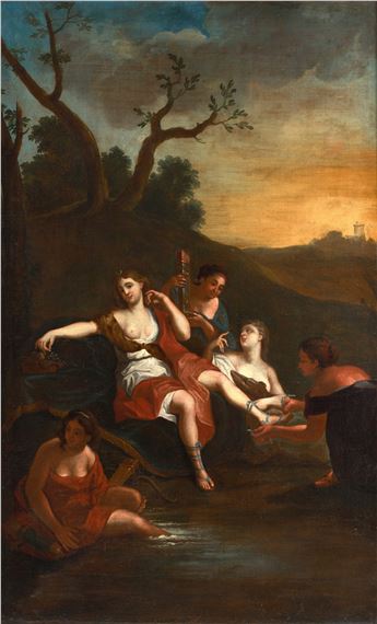 François de Troy | Diana and her nymphs bathing in a pool | MutualArt