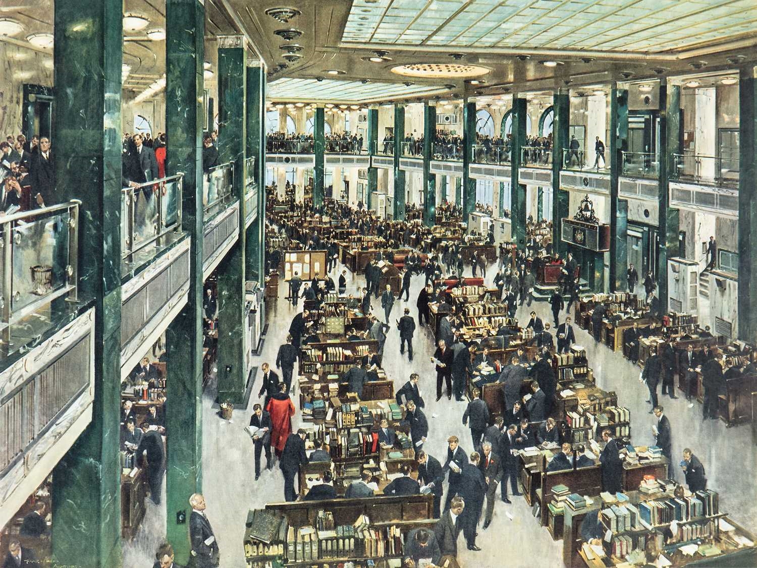Terence Cuneo | THE UNDERWRITING ROOM AT LLOYD'S (1907) | MutualArt
