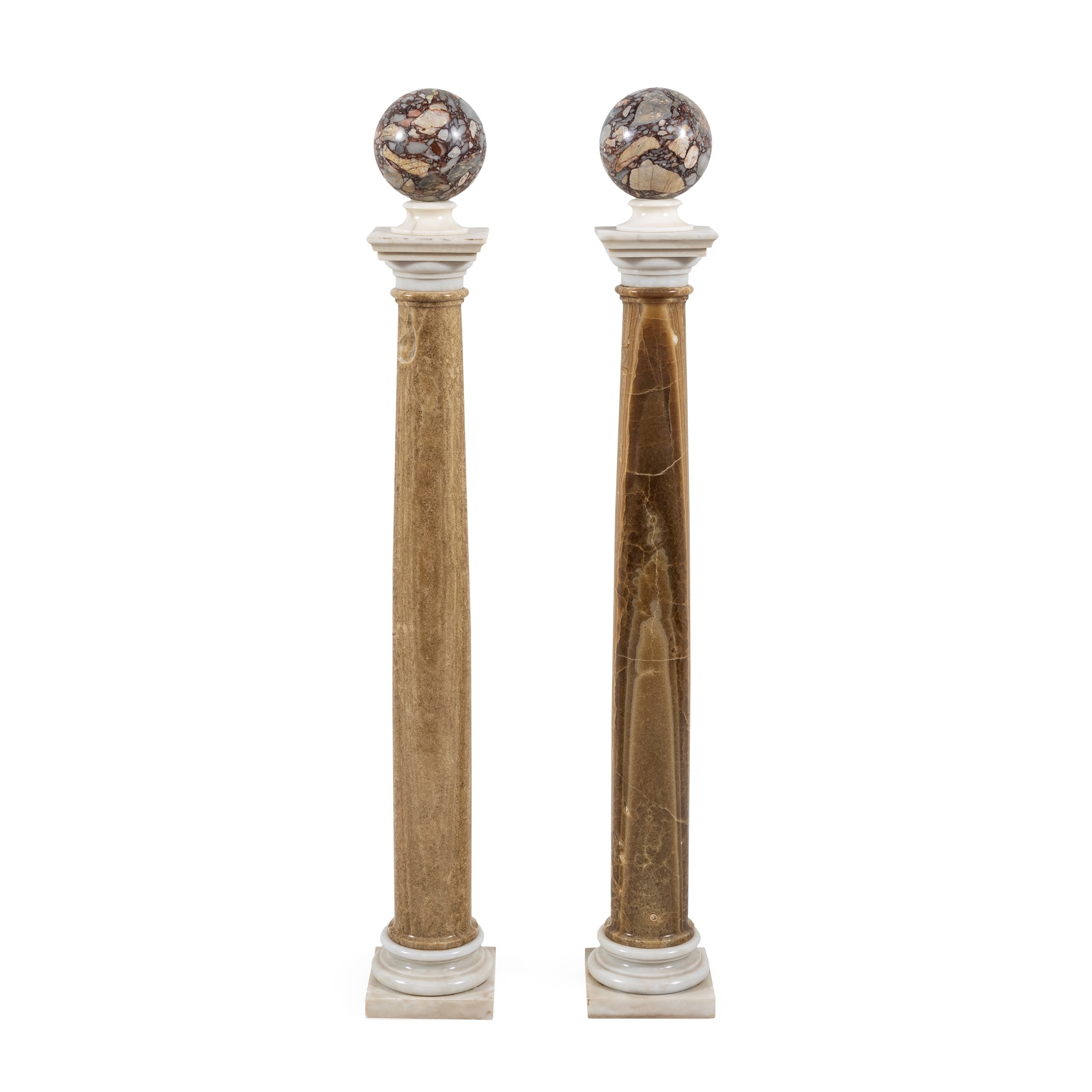 Italian School, 19th Century | Pair of column models in various marbles ...