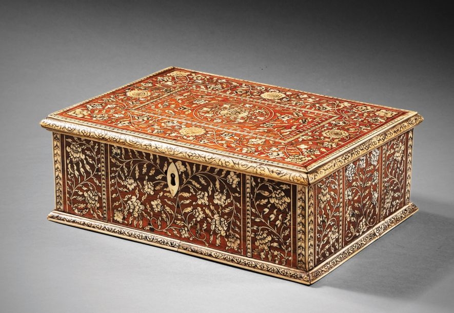 Anglo-Indian School, 18th Century | Rectangular box in native wood and ...