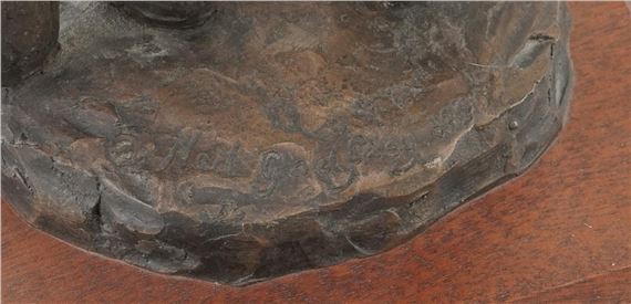 Neil Godfrey | cold cast bronze statue of a cricketer raised on a ...