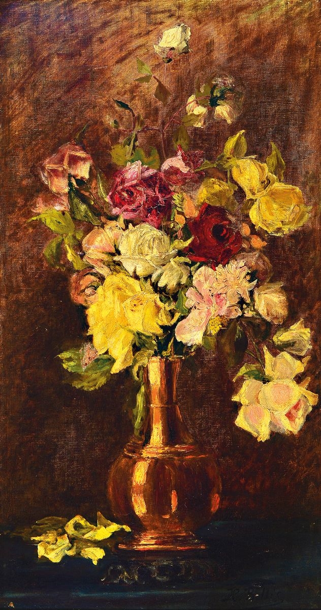 Hubert Bellis | still life with roses (1831 - 1902) | MutualArt