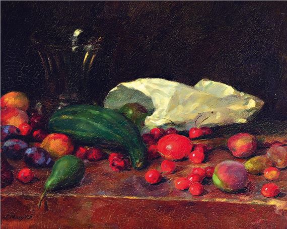 W. Russell | table still life with cherries (20th Century) | MutualArt