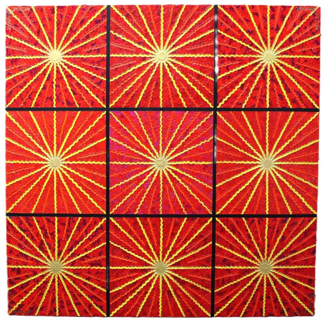 Serge Barbe | Composition au soleil et quadrillage sur fond rouge (2009 ...