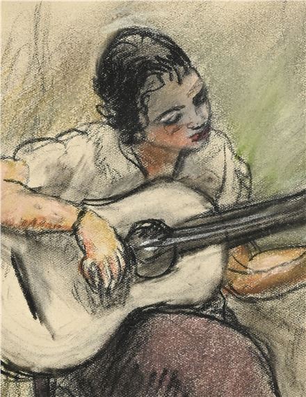 Charles Camoin | Portrait de Zora jouant de la mandoline | MutualArt