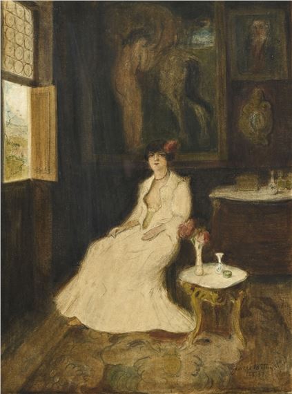 George Bottini | Femme assise dans un intérieur (1899) | MutualArt