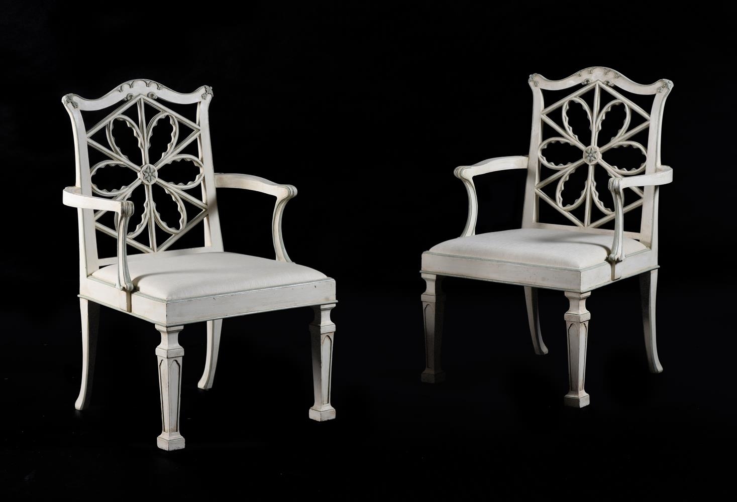Thomas Chippendale | A SET OF TWELVE CREAM AND GREEN PAINTED DINING ...