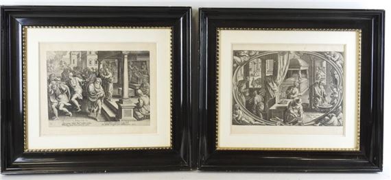 Philippus Galleus | Deux estampes en noir dont Saint Paul chassant le ...