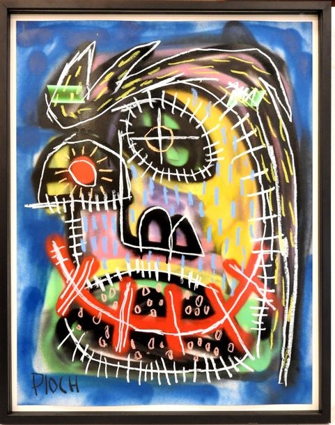 Olivier Pioch | Portrait sur fond bleu | MutualArt