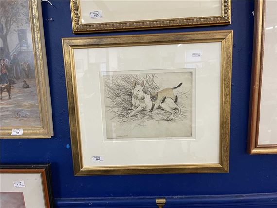 George Vernon Stokes | Bull Terrier and Siamese Cat | MutualArt