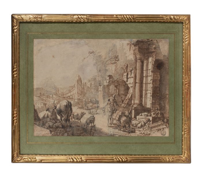 Johan Heinrich Roos | Italian landscape with ruins (1654) | MutualArt