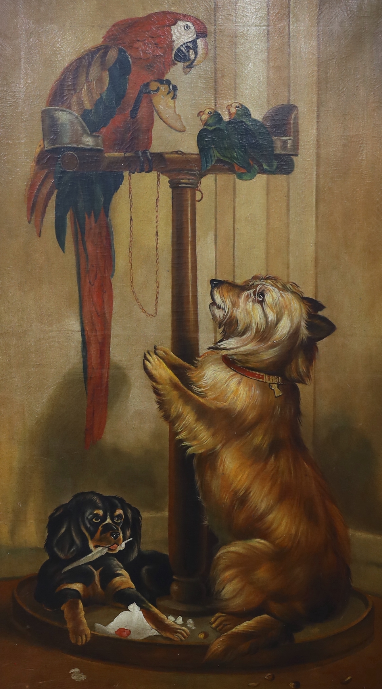 Edwin Landseer | Macaw and dogs | MutualArt