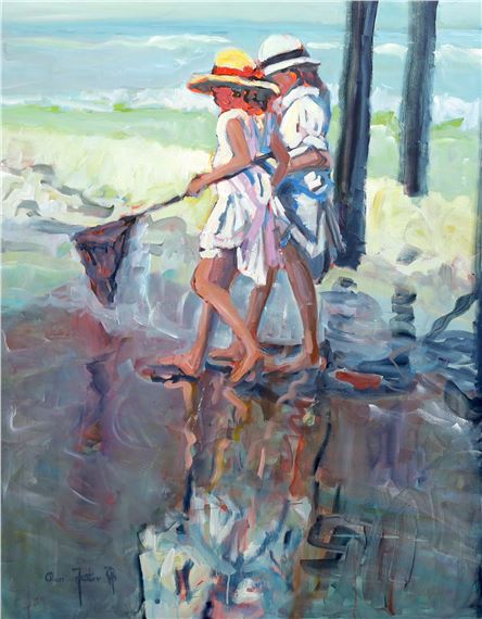 Ross Foster | Children on the beach | MutualArt