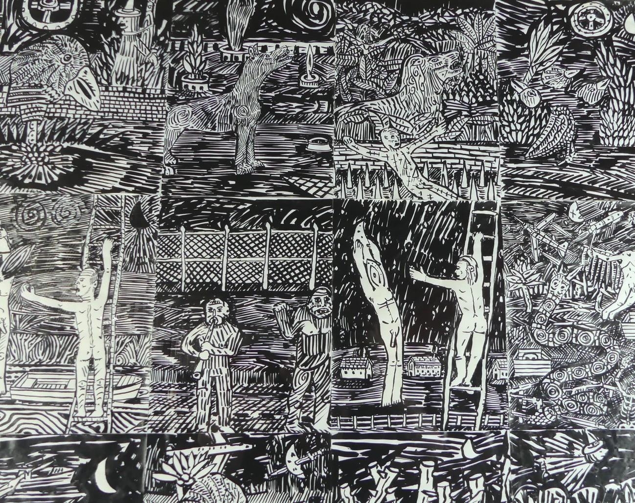 Kim Moodie | Large scale India ink drawing on paper with dividual ...