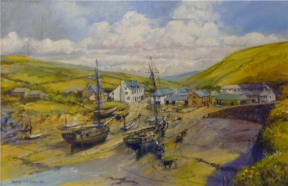 Frank McNichol | Bringing home the catch; Fishing village in a hilly ...
