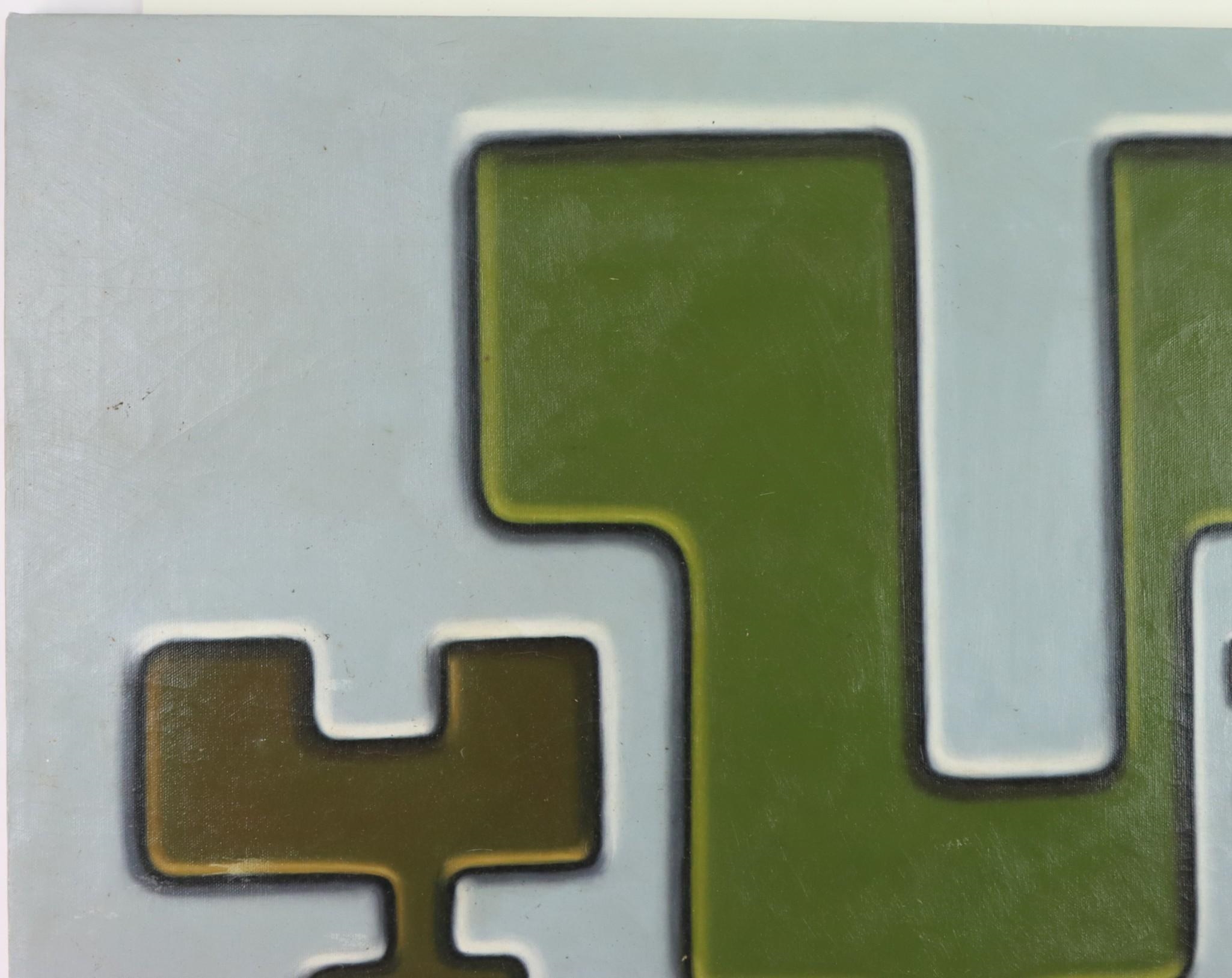 Franz Jozef | Abstrat green shapes against blue background | MutualArt