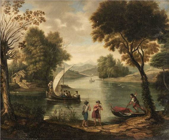 Italo-Dutch School, 17th Century | River landscape with figures (Circa ...