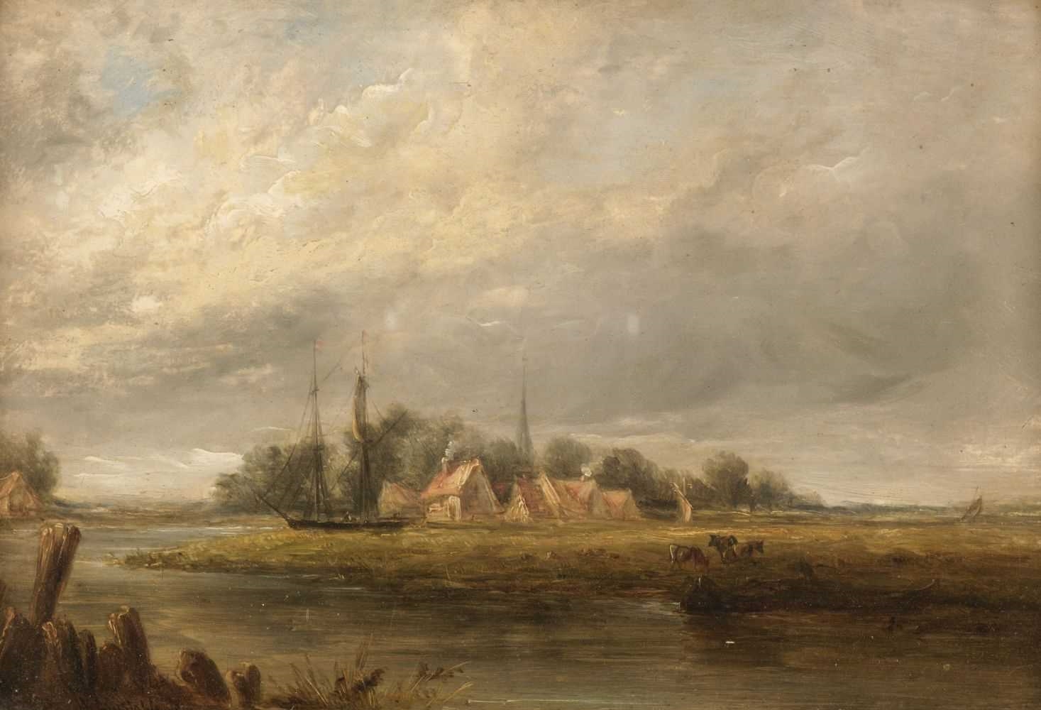 Norwich School | Norfolk landscape with thatched cottages (1790 - 1800 ...