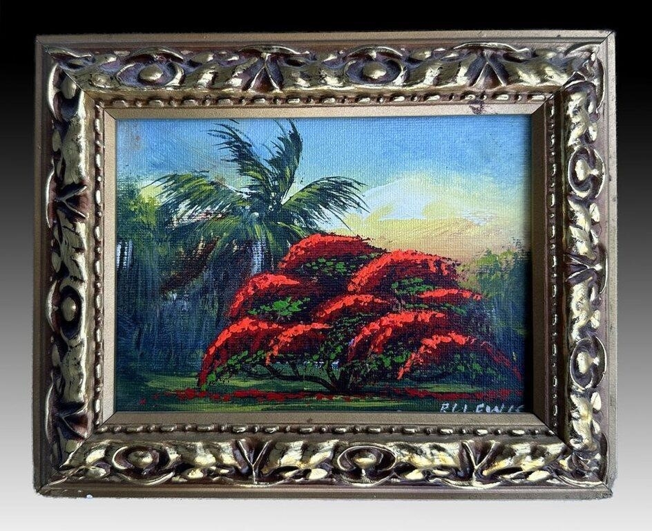 Robert Lewis | R.L. LEWIS FLORIDA HIGHWAYMEN POINCIANA PAINTING | MutualArt