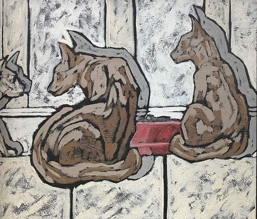 Ben Still | BEN STILL ACRYLIC & SAND ON CANVAS CAT PAINTING (2002 ...