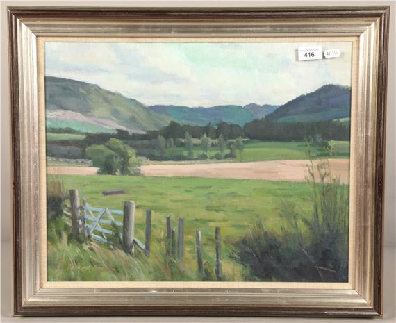 Margaret Robertson | rural scene depicting grassland, trees and hills ...