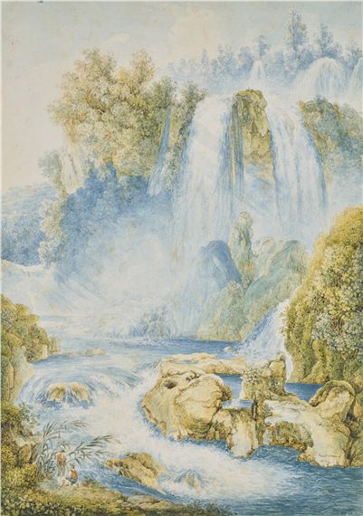 Franz Kaisermann | Les Cascades de Tivoli et deux personnages au ...