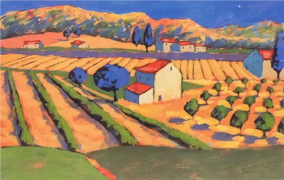 Richard Pargeter | landscape building and fields scene | MutualArt