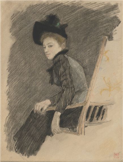 Armand Rassenfosse | Portrait de femme assise au chapeau (recto ...