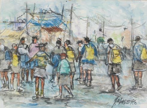 Joe Maseko | Township Scene with School Children | MutualArt