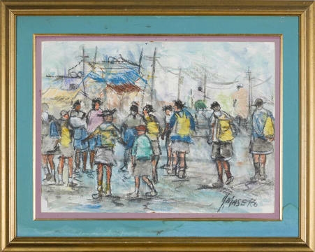 Joe Maseko | Township Scene with School Children | MutualArt