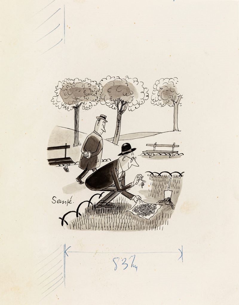 Jean-Jacques Sempé | The worm collector, 60's | MutualArt