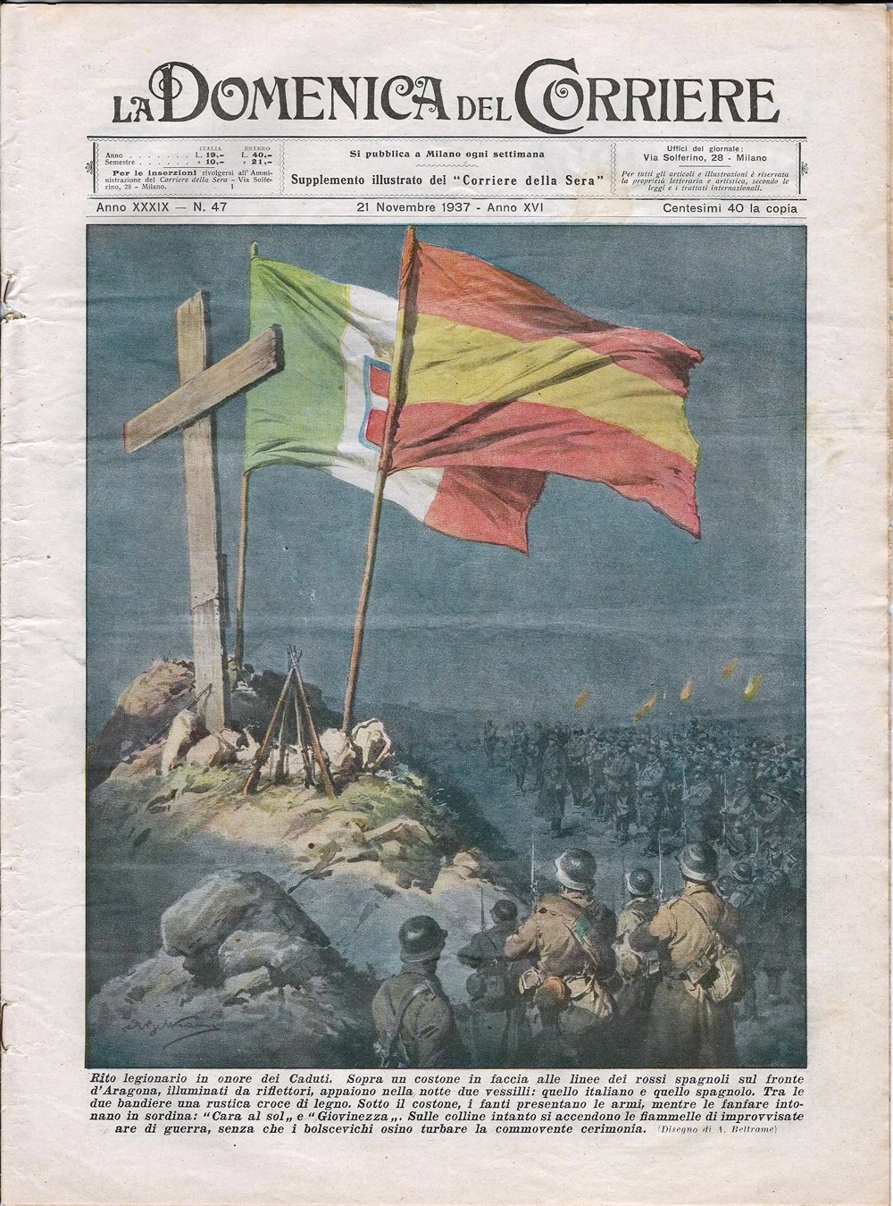 Achille Beltrame | Legionary rite in honor of the fallen, 1937 (1937 ...