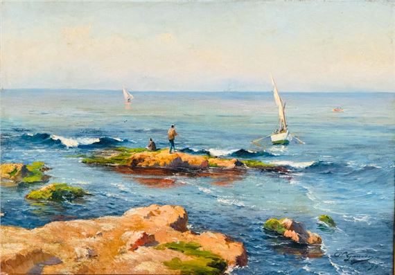 Adolphe Louis Gaussen | Adolphe Louis GAUSSEN (1871-1954) Fishermen ...