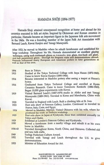 Shoji Hamada | Hamada Shoji (Circa 1965) | MutualArt