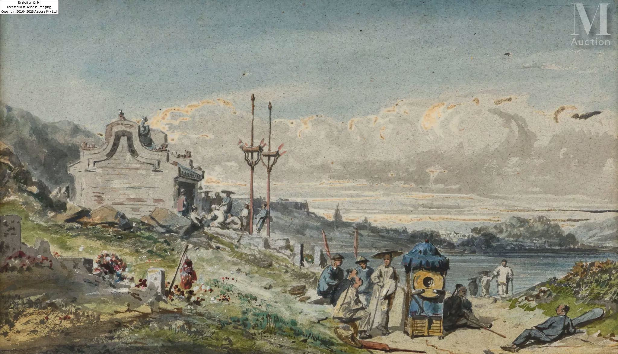 Auguste Borget | Le repos des porteurs devant la baie de Macao (1808 ...