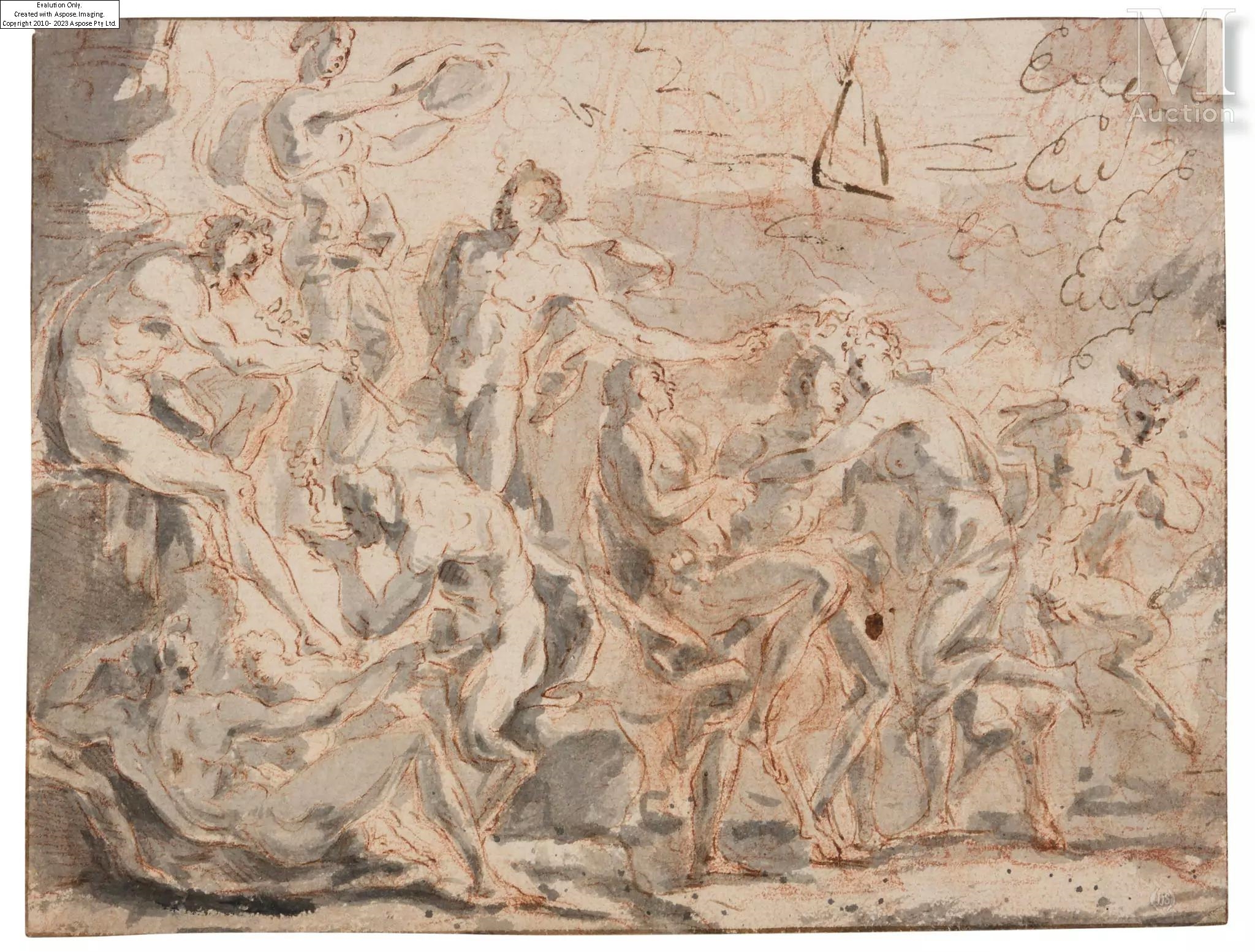 Claude Gillot | Actors from the Commedia dell'Arte in an Arcade | MutualArt