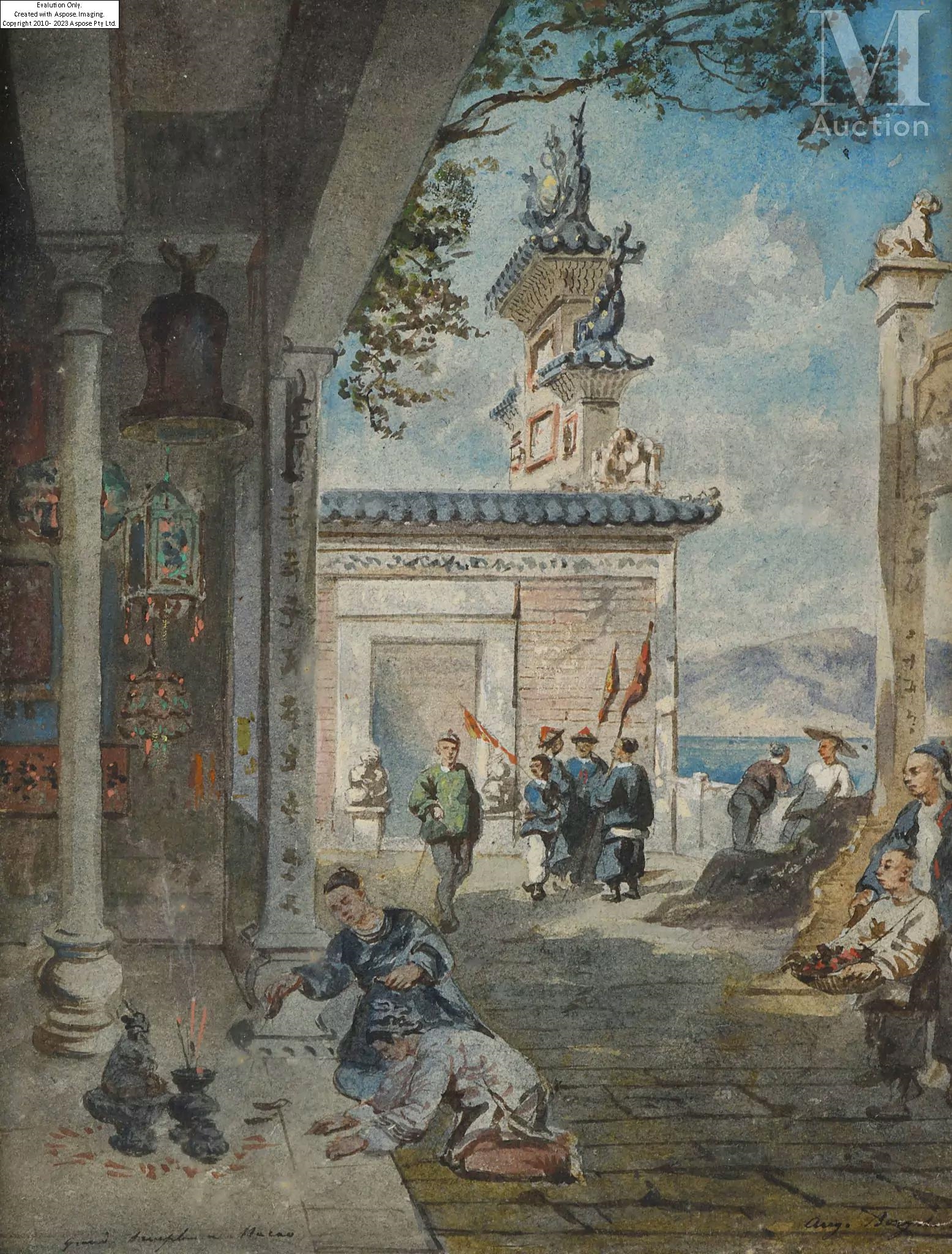 Auguste Borget | Fidèles en prière dans le grand temple de Macao (1808 ...