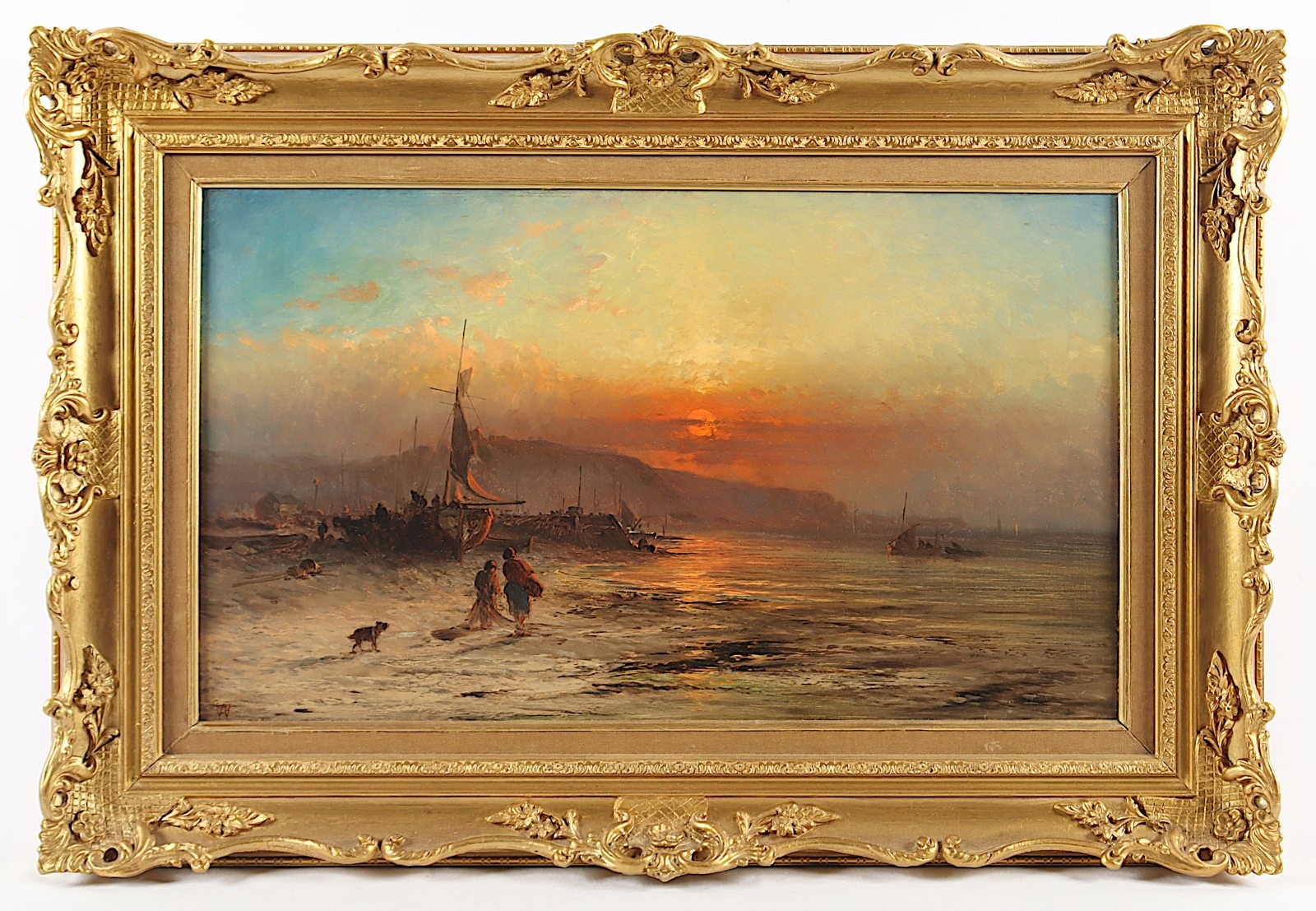 George Augustus Williams | Figures by a stream at sunset | MutualArt