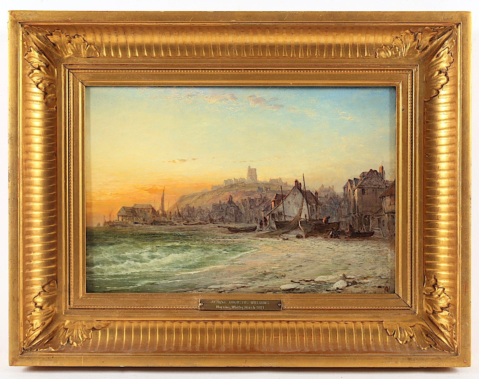 George Augustus Williams | Figures by a stream at sunset | MutualArt