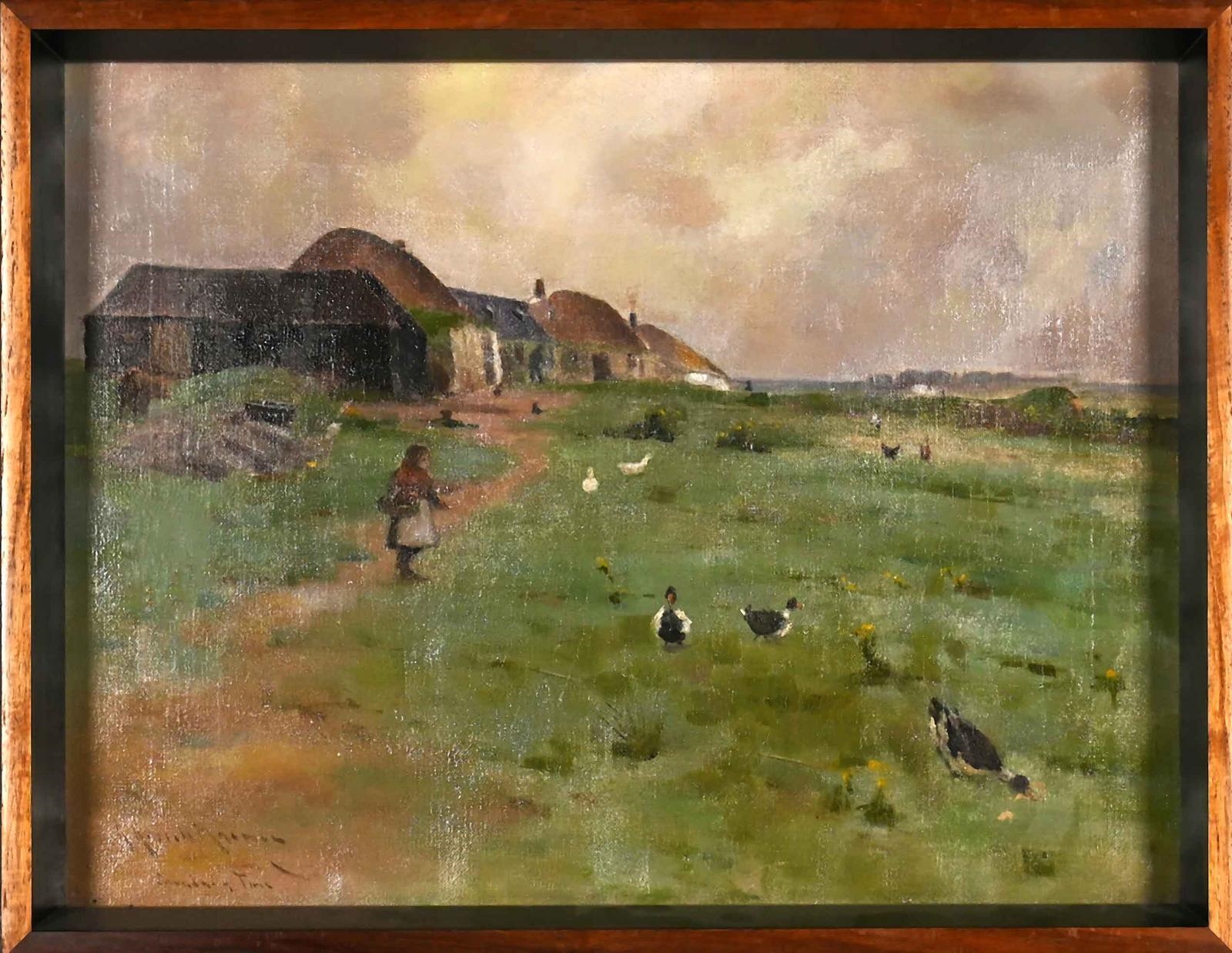 Robert Russell MacNee | Young Girl Feeding Ducks | MutualArt