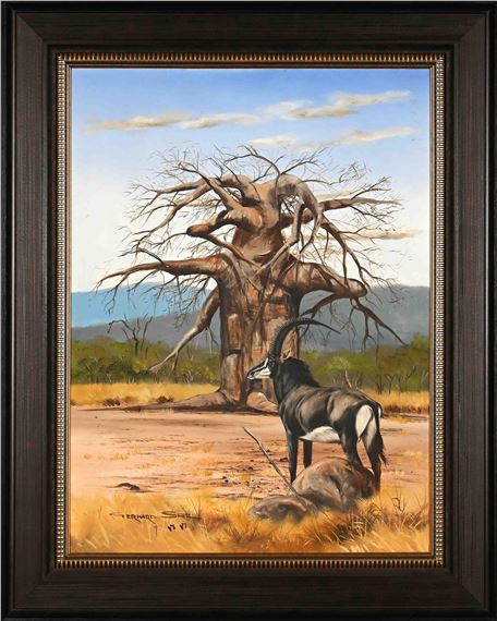 Gerhard Smit | Sable Antelope and Baobab | MutualArt