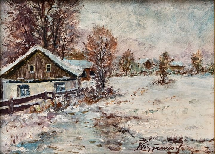 Franz Krippendorf | Winter landscape with village houses | MutualArt