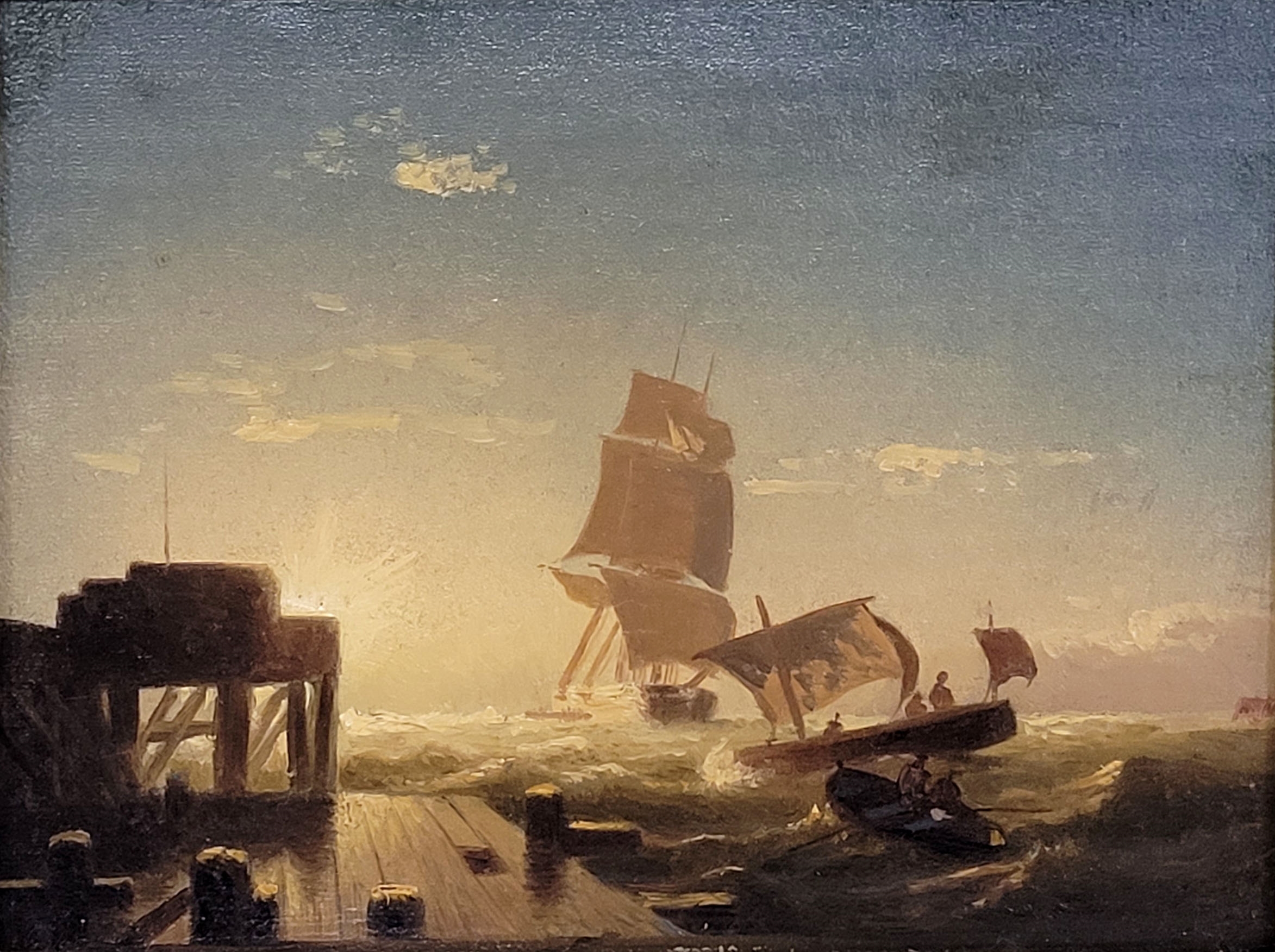 Théodore Gudin | Schiffe in schwerer See vor einem Anleger | MutualArt