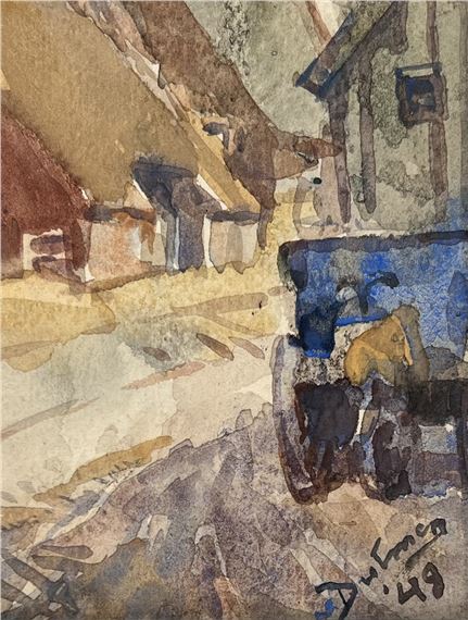 Krumpelman Erasmus | Aquarel van een dorpsgezicht door Erasmus Bernhard van Dulmen Krumpelman ...