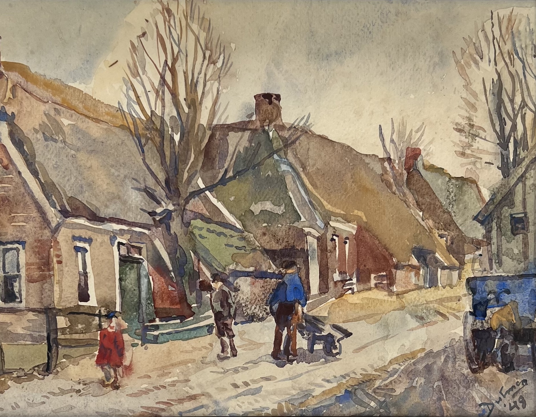 Erasmus Krumpelman | Aquarel van een dorpsgezicht door Erasmus Bernhard ...