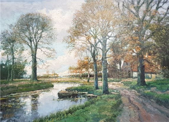 Angelique Anne Maria Martens Rogmans | Schilderij van een beek met weg ...