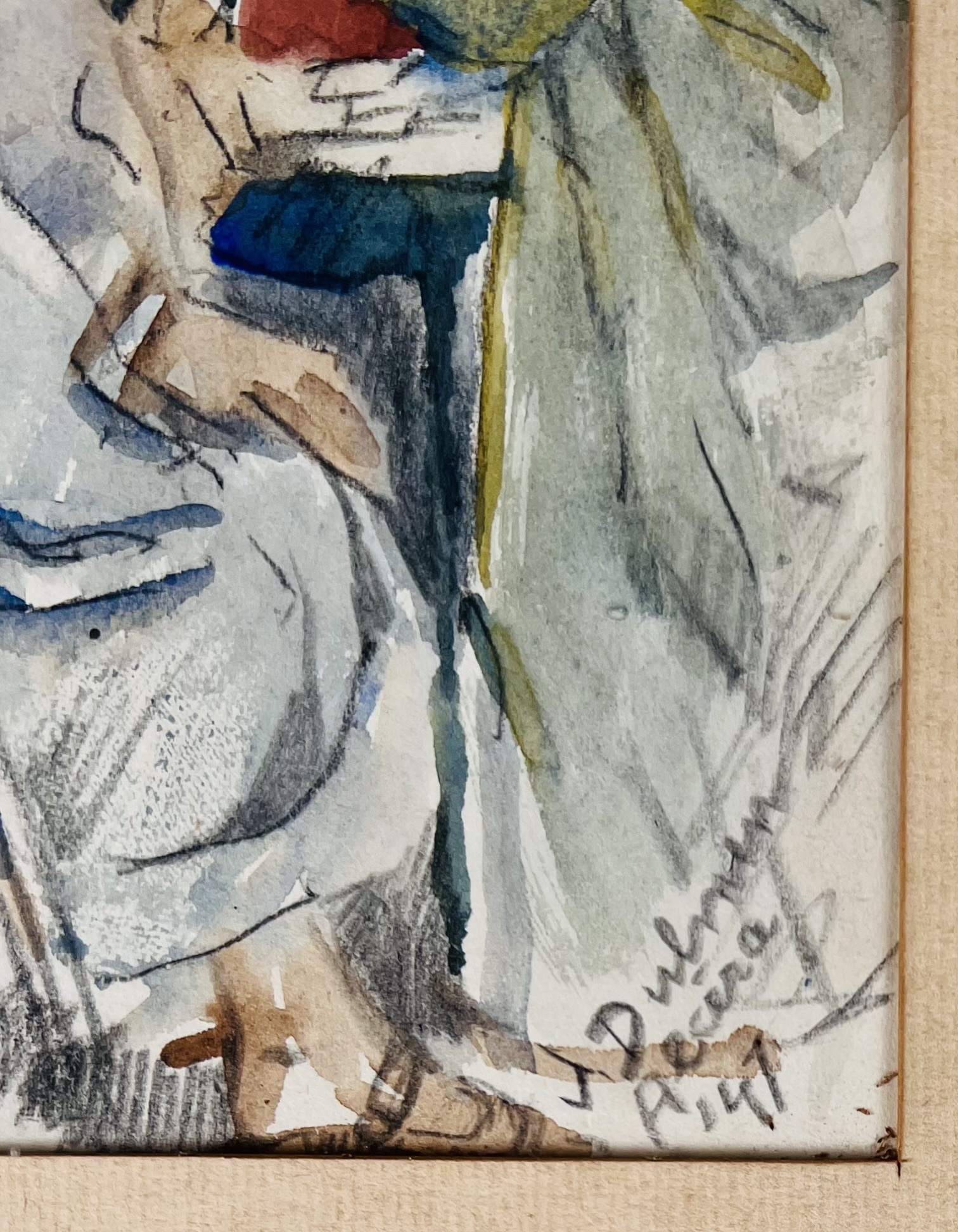 Erasmus Krumpelman | Aquarel van drie mannen aan tafel getiteld “Alcéra ...