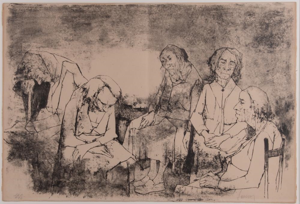 Jean Jansem | untitled [Five Edlerly People Sitting | MutualArt