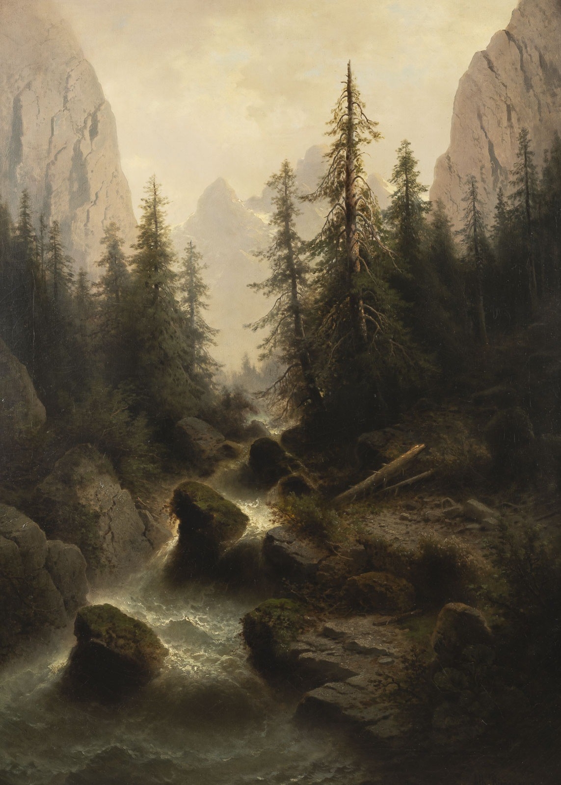 Albert Rieger | Großformatige Waldlandschaft in den Alpen | MutualArt
