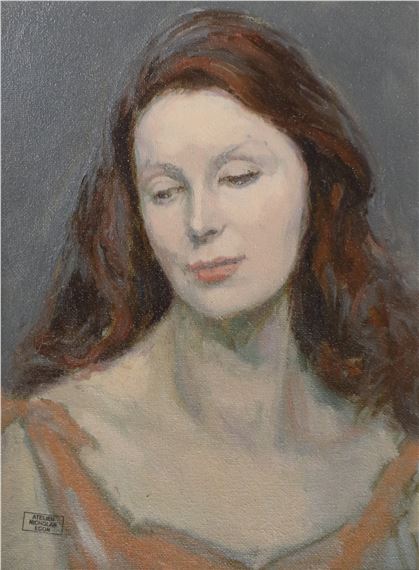 Nicholas Egon | Portrait of a lady with long auburn hair | MutualArt